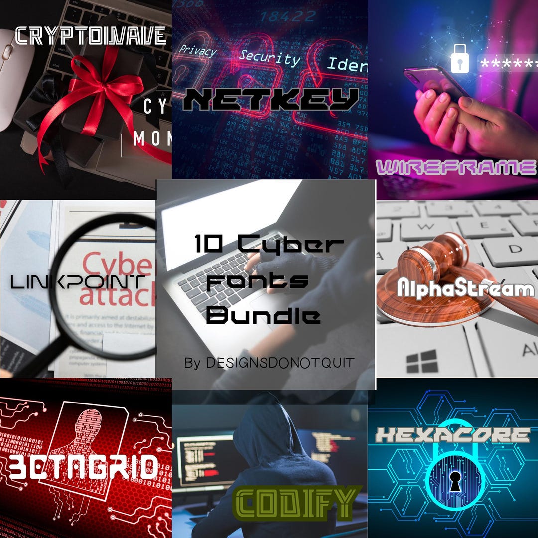 9 Cyber Font Bundle Canva Fonts, Circuit Fonts, Procreate Fonts ...