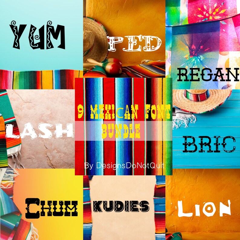 9 Mexican Font Bundle Canva Fonts, Circuit Fonts, Procreate Fonts ...