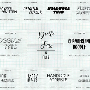 10 Doodle Fonts Bundle Canva Fonts, Cricut Fonts, Procreate Fonts ...
