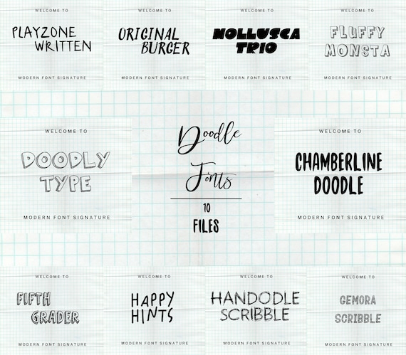 10 Doodle Fonts Bundle Canva Fonts Cricut Fonts Procreate - Etsy