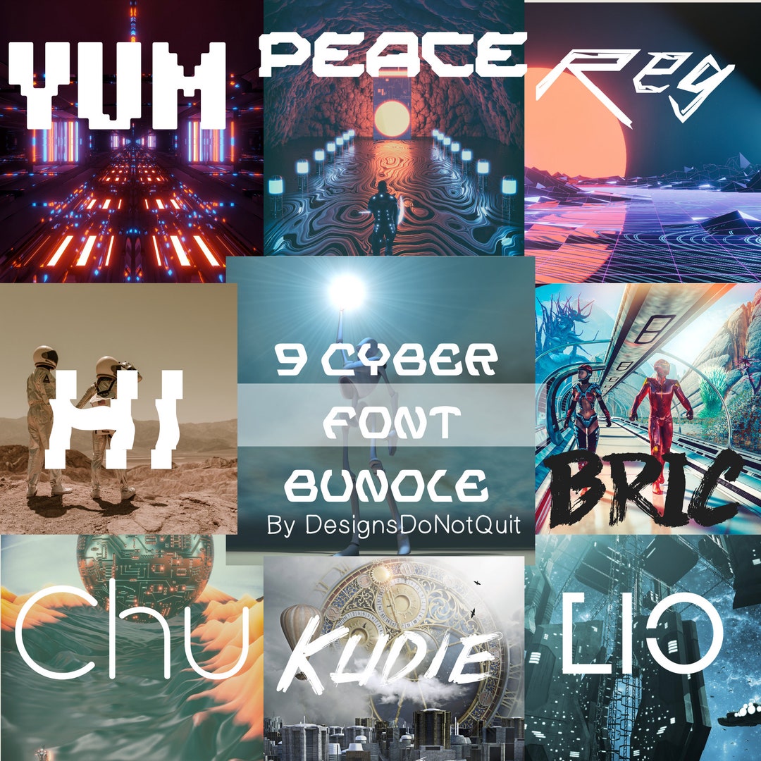 9 Cyber Font Bundle Canva Fonts, Circuit Fonts, Procreate Fonts ...