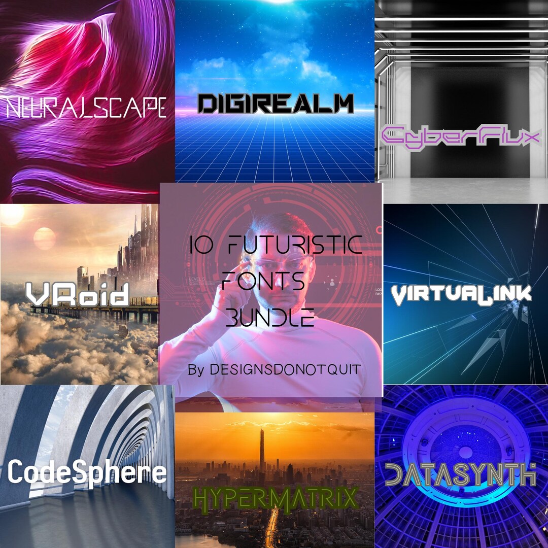 10 Futuristic Fonts Bundle Canva Fonts, Circuit Fonts, Procreate Fonts ...