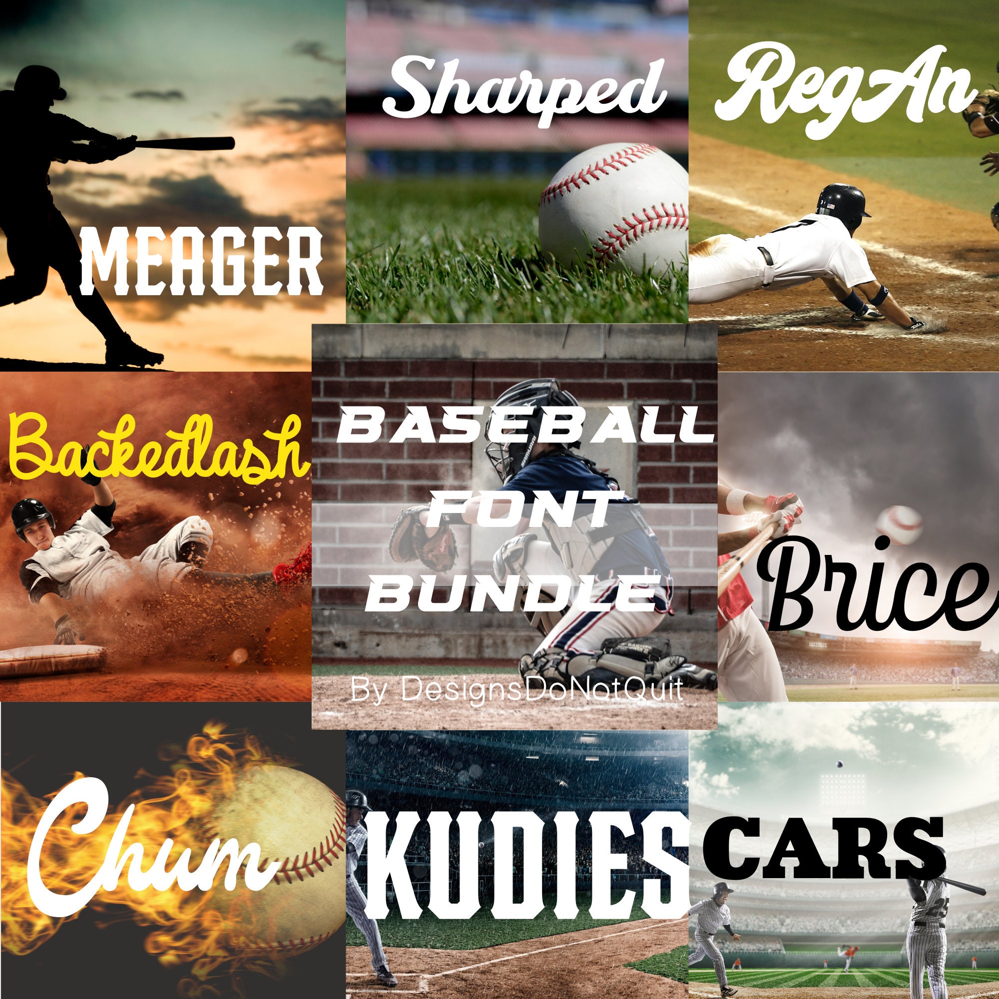 10 Baseball Font Bundle Canva Fonts, Circuit Fonts, Procreate Fonts ...