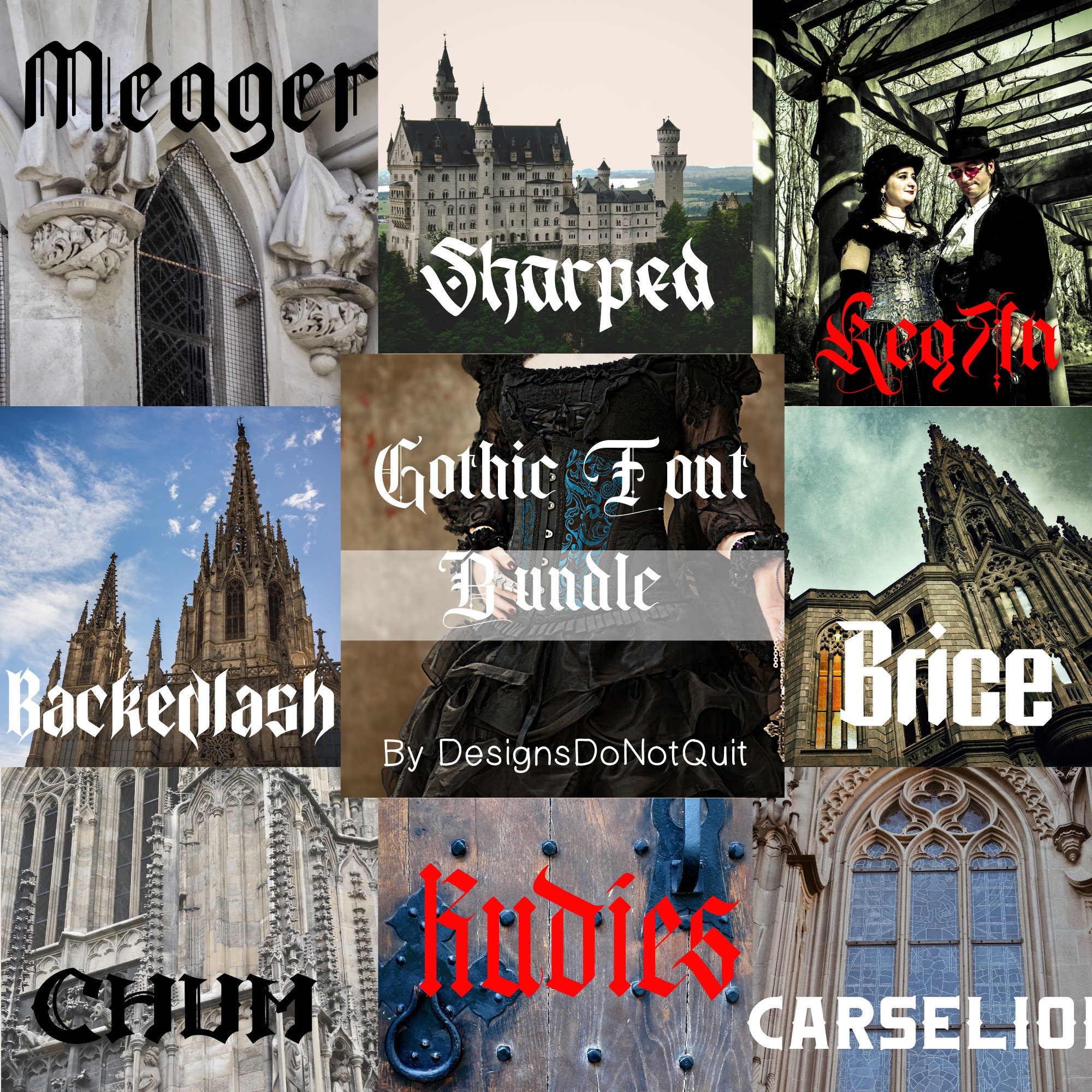 10 Gothic Font Bundle Canva Fonts, Circuit Fonts, Procreate Fonts ...