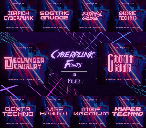 10 Cyberpunk Fonts Bundle Canva Fonts Cricut Fonts Procreate - Etsy.de