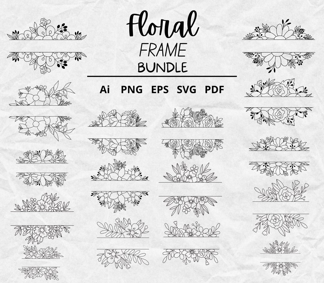 Floral Frame Bundle ai, Png, Eps, Svg, Pdf - Etsy