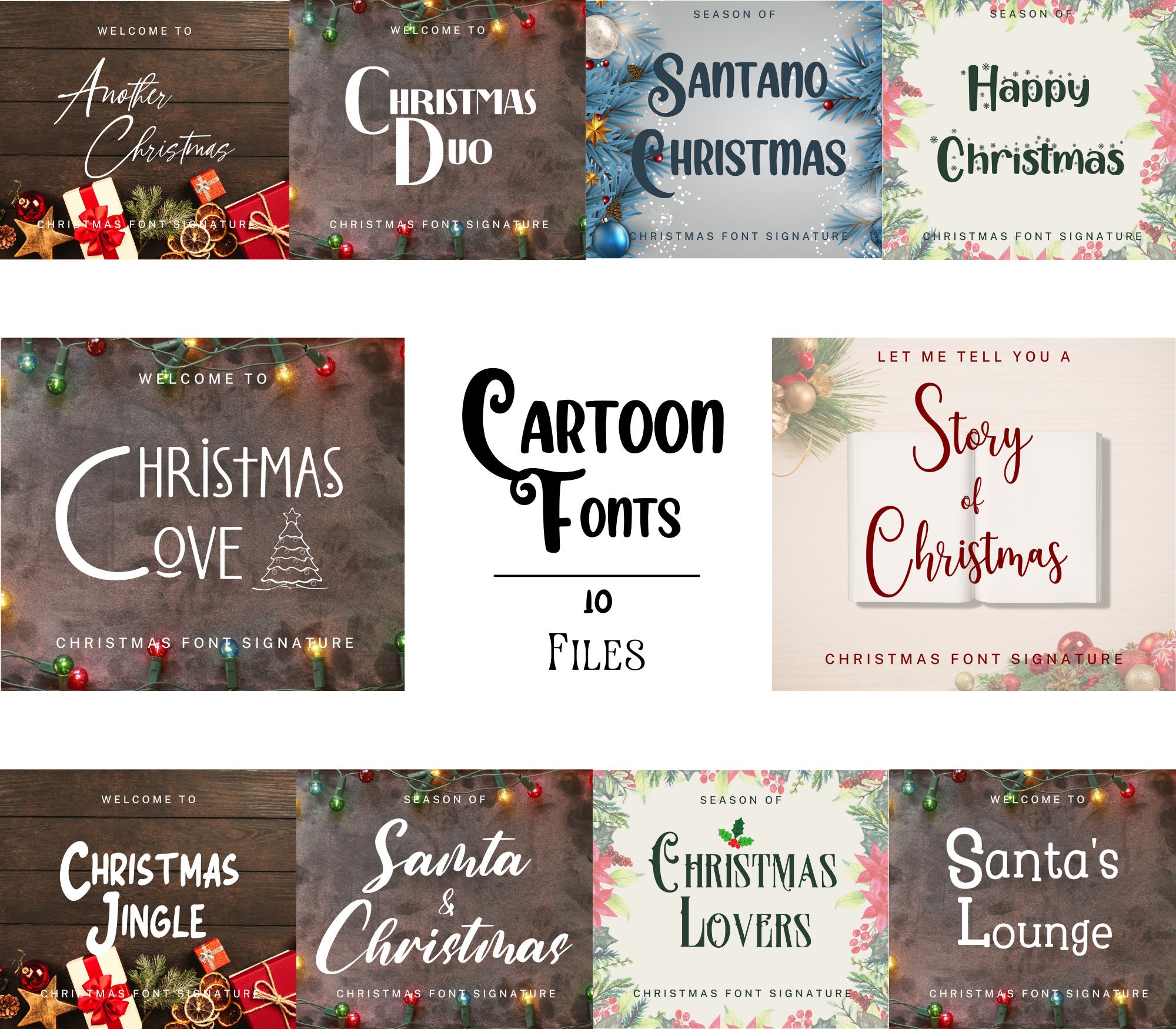 10 Christmas Fonts Bundle Canva Fonts, Cricut Fonts, Procreate Fonts ...