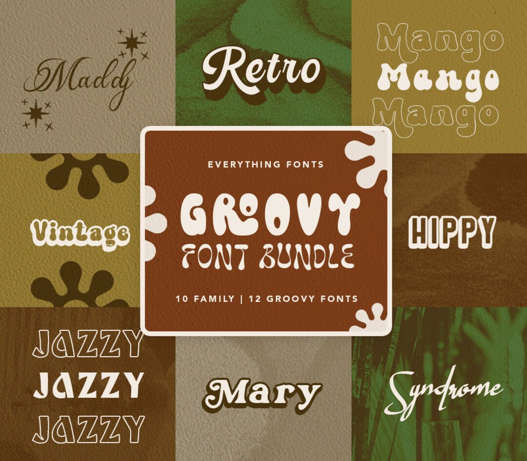 10 Groovy Font Bundle - Etsy