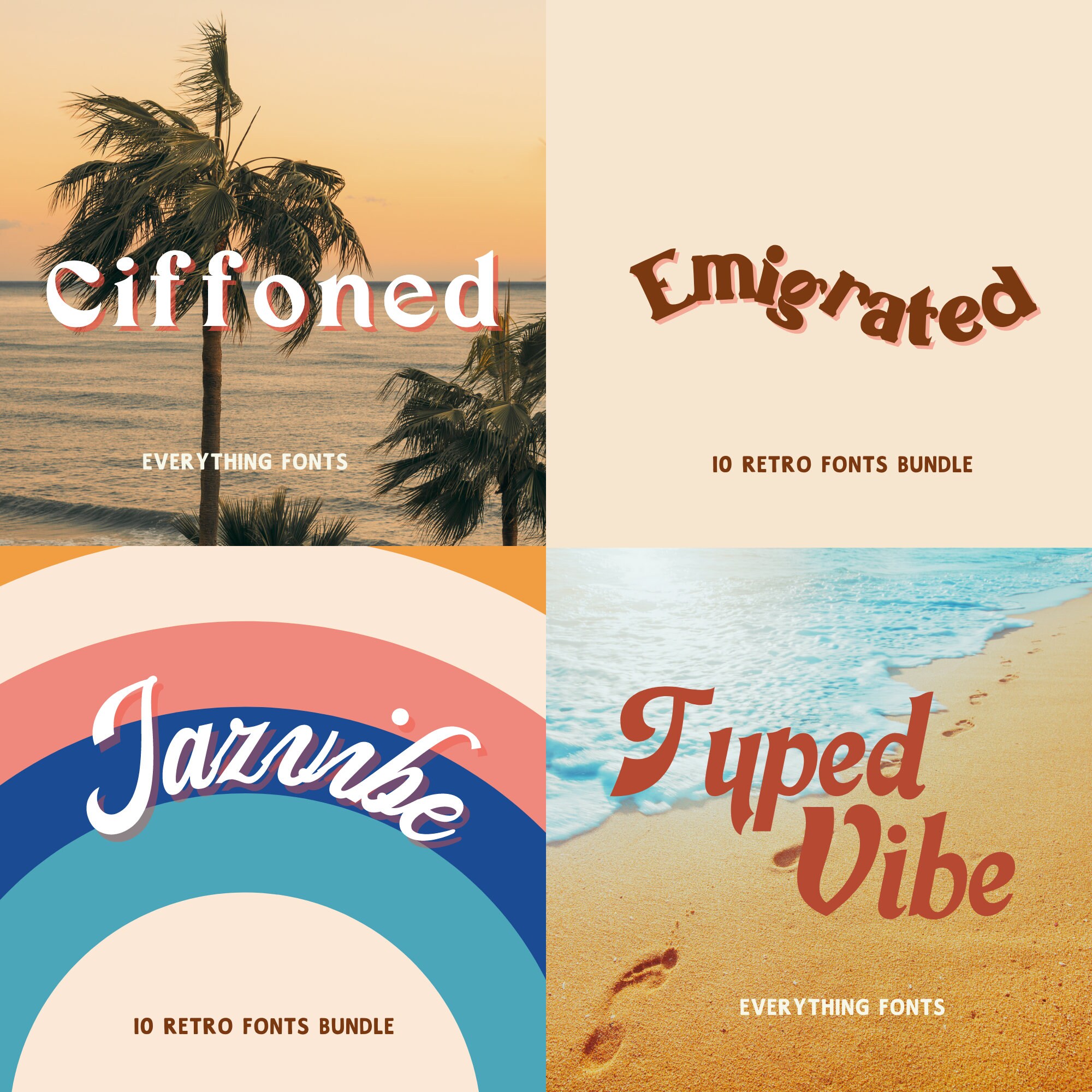 10 Retro Font Bundle - Etsy