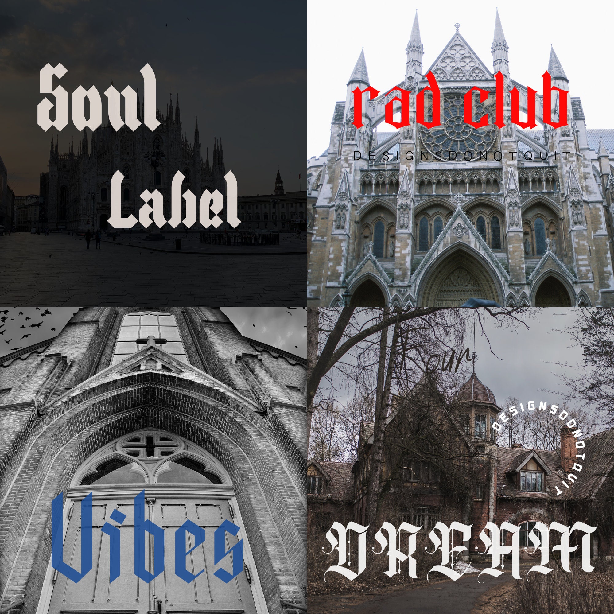 10 Gothic Font Bundle Canva Fonts, Circuit Fonts, Procreate Fonts ...