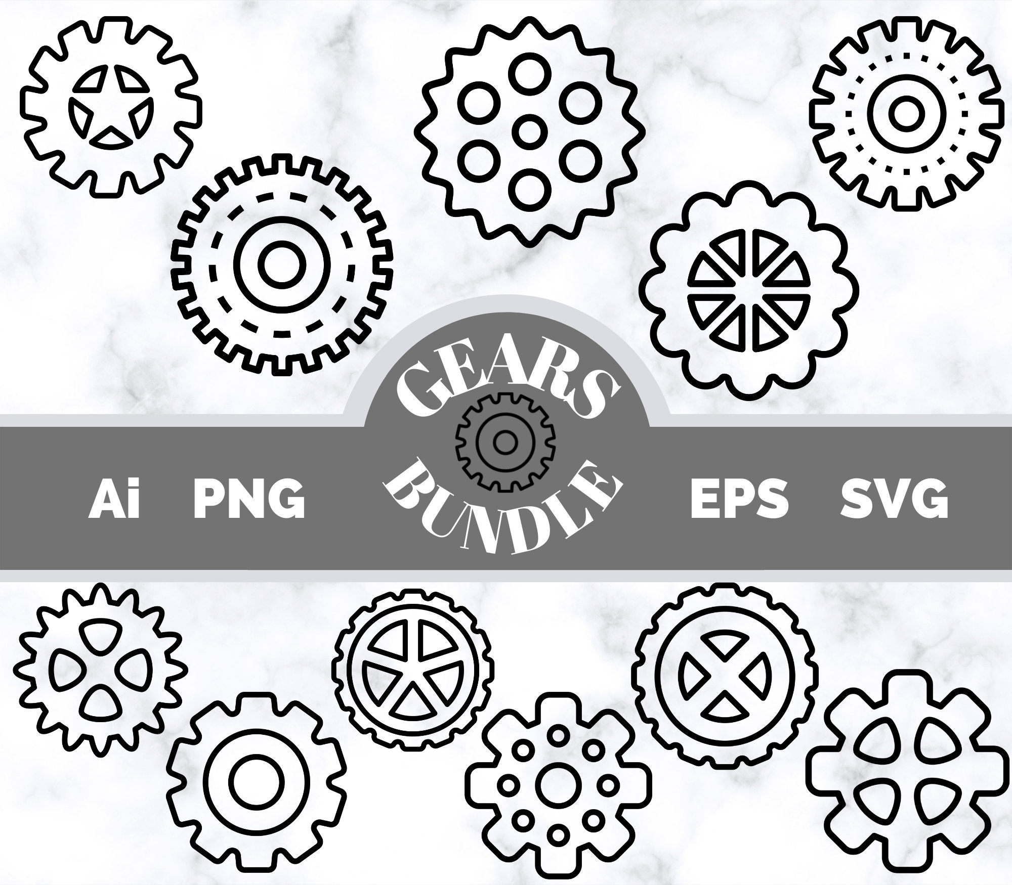 Gears Bundle Ai PNG EPS SVG - Etsy