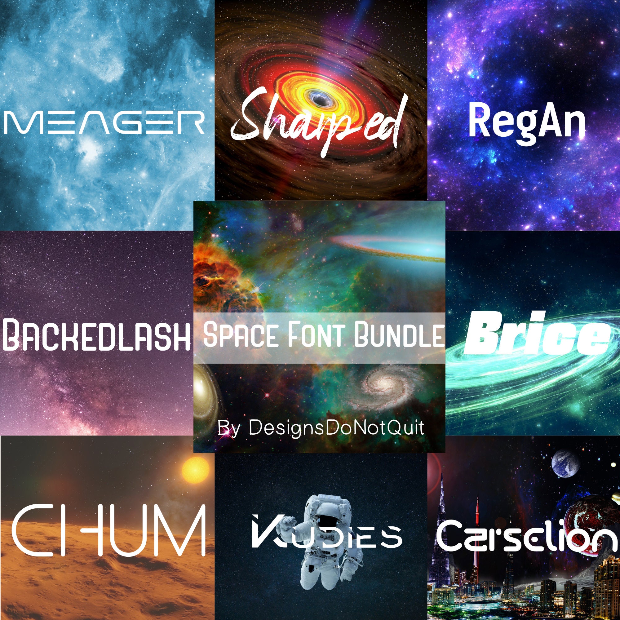 9 Space Font Bundle Canva Fonts, Circuit Fonts, Procreate Fonts ...