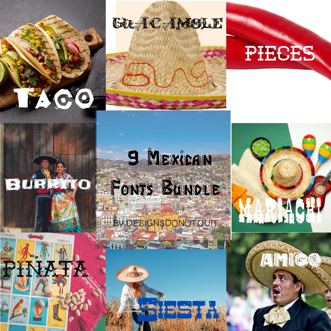 9 Mexican Fonts Bundle Canva Fonts, Cricut Fonts, Procreate Fonts ...