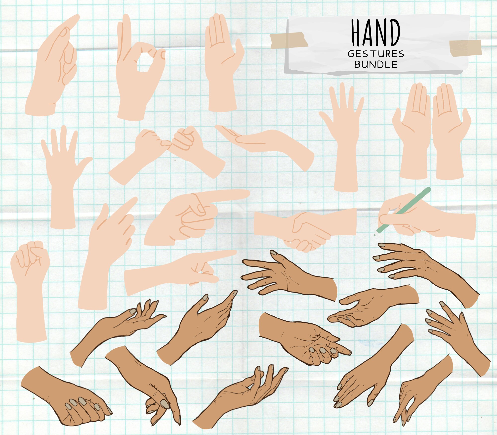 Hand Gestures Bundle PNG EPS SVG - Etsy