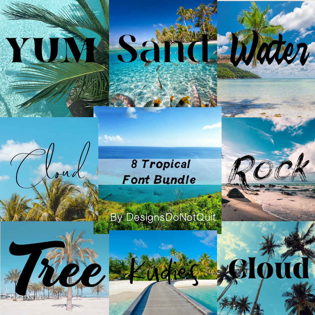 10 Tropical Font Bundle Canva Fonts, Circuit Fonts, Procreate Fonts ...