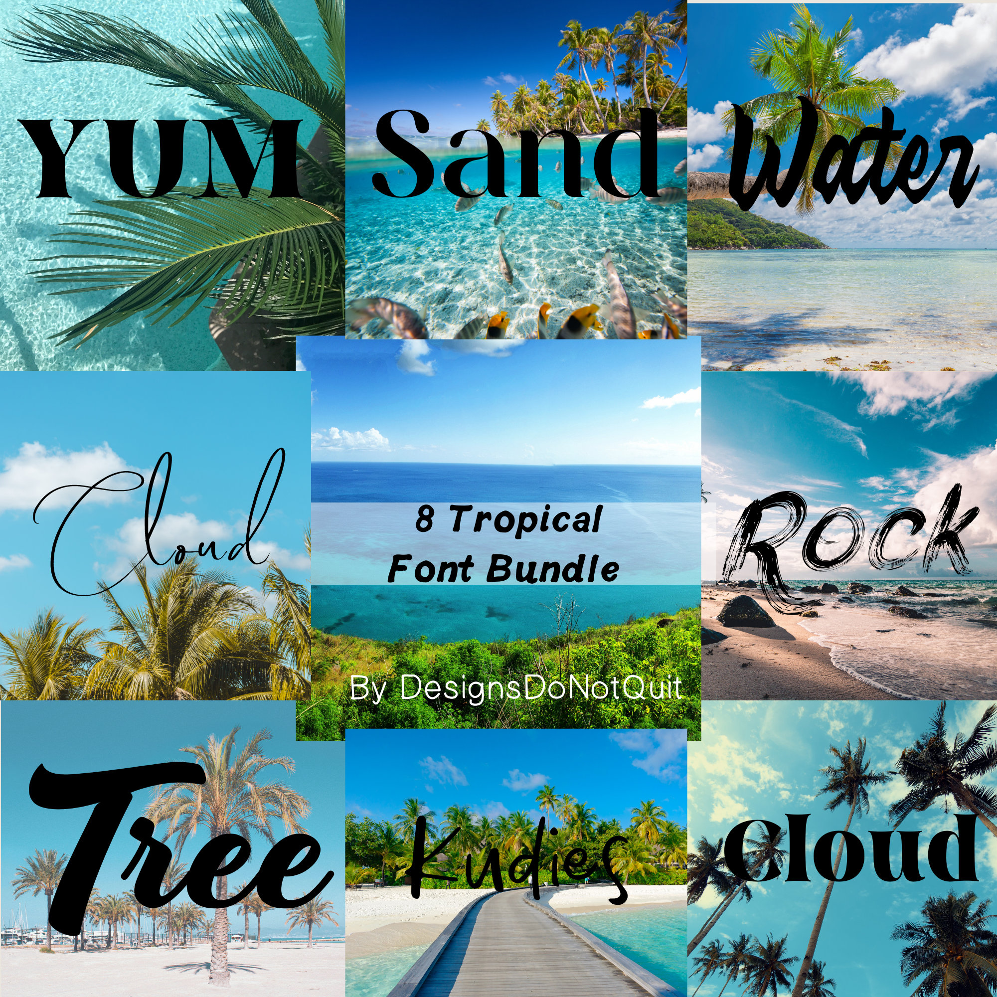 10 Tropical Font Bundle Canva Fonts, Circuit Fonts, Procreate Fonts ...