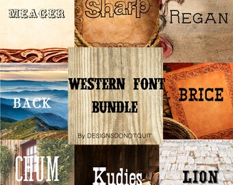 10 Western Font Bundle Canva Fonts Circuit Fonts Procreate - Etsy