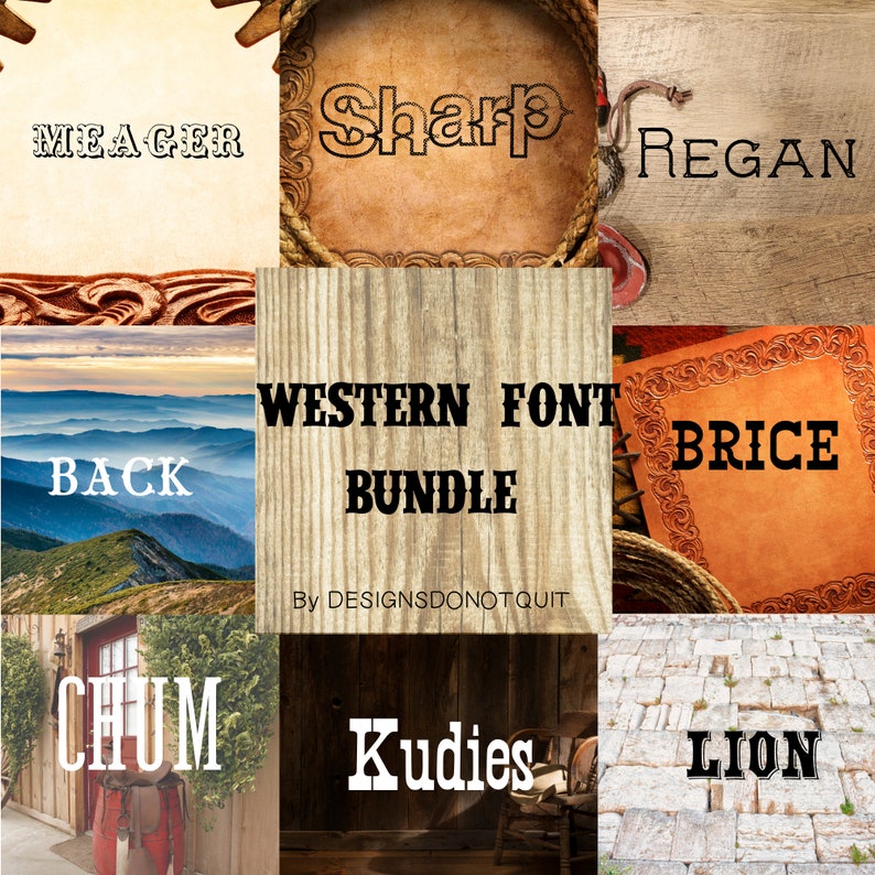 10 Western Font Bundle Canva Fonts, Circuit Fonts, Procreate Fonts ...