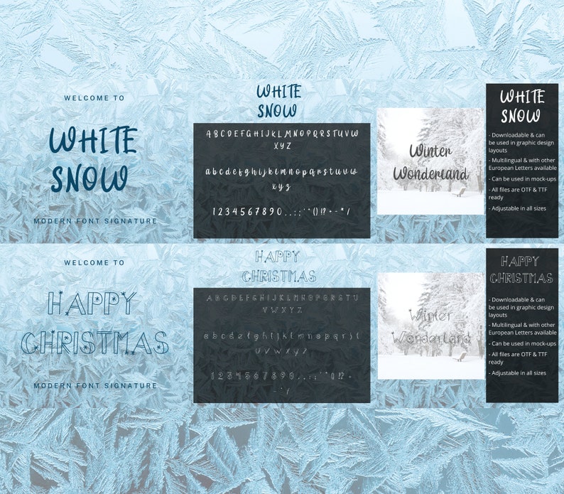 10 Snowflake Fonts Bundle Canva Fonts Cricut Fonts Procreate - Etsy