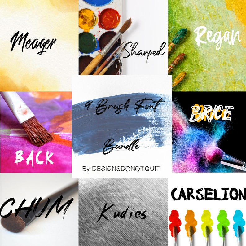 9 Brush Font Bundle Canva Fonts, Circuit Fonts, Procreate Fonts ...
