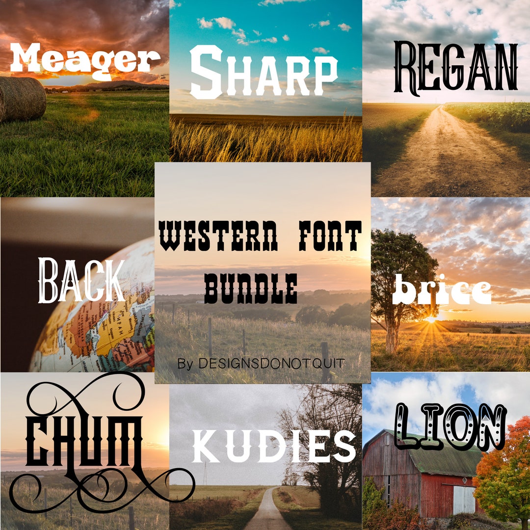 10 Western Font Bundle Canva Fonts, Circuit Fonts, Procreate Fonts ...