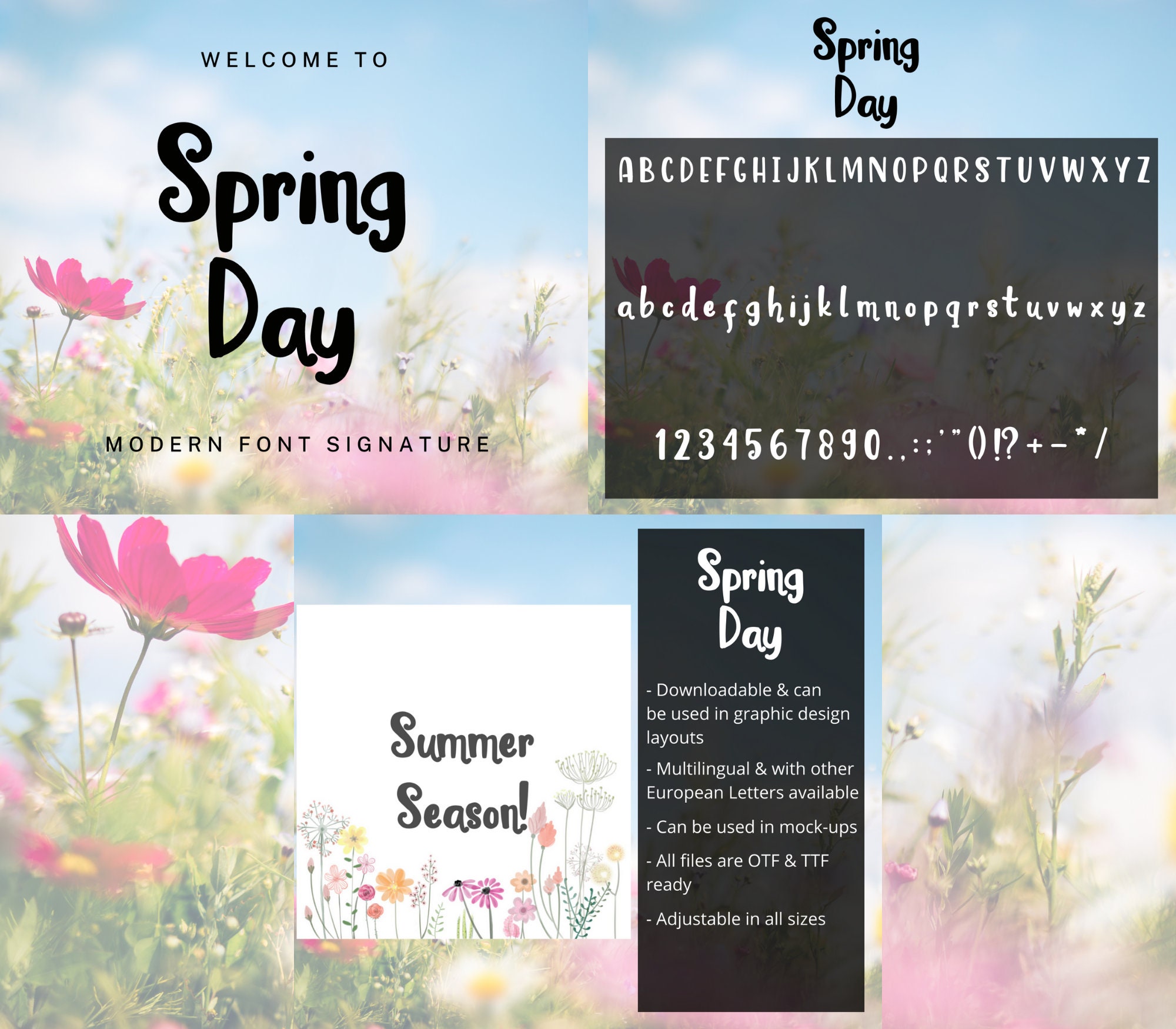 10 Spring Fonts Bundle Canva Fonts, Cricut Fonts, Procreate Fonts ...