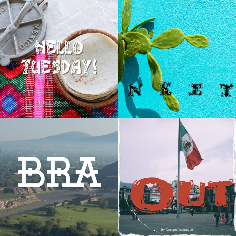 9 Mexican Font Bundle Canva Fonts, Circuit Fonts, Procreate Fonts ...