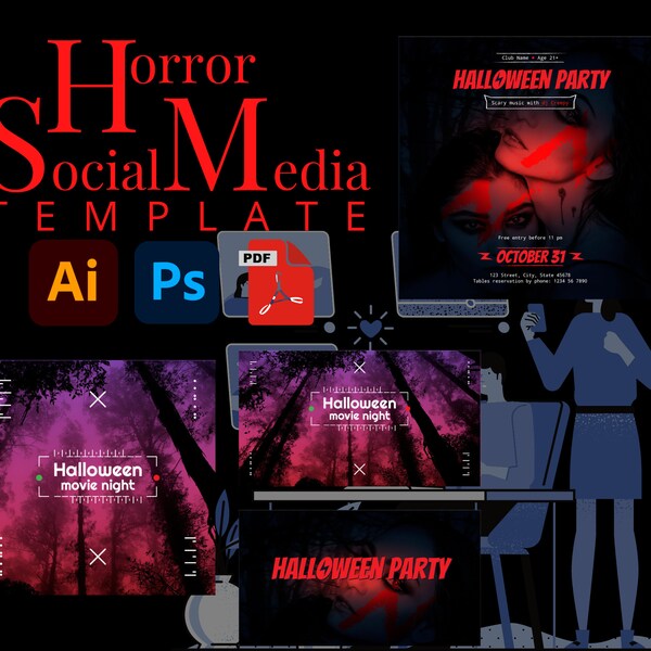 Horror Social Media Templates - Etsy