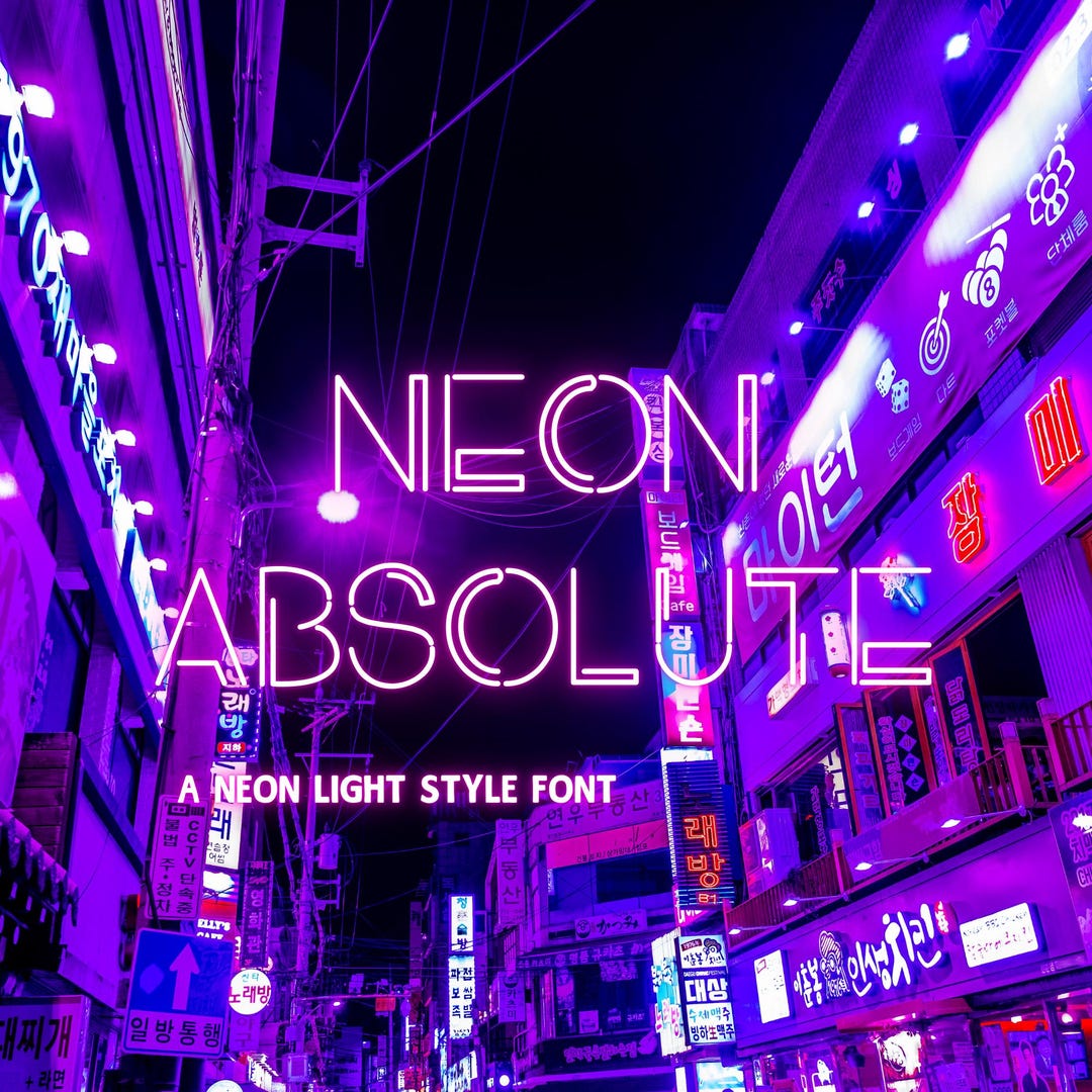 Neon Absolute Font, Neon Font, Canva Font, Cricut Font, Procreate Font, Branding Font ...