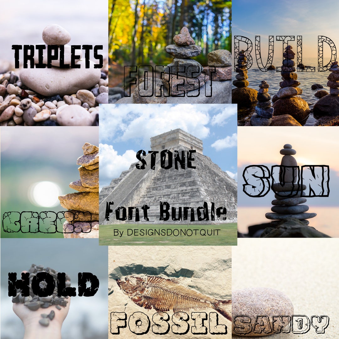9 Stone Rock Fonts "otf,ttf,woff Formats Included" Fonts for Cricut ...