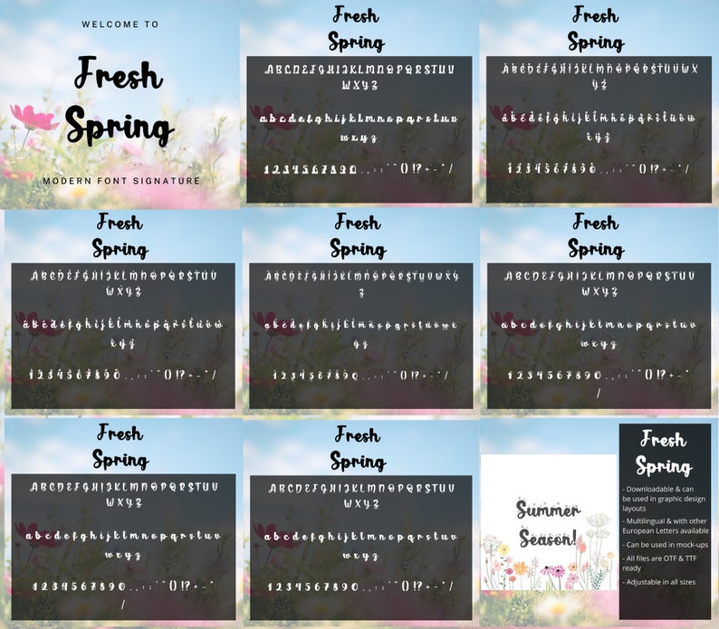 10 Spring Fonts Bundle Canva Fonts, Cricut Fonts, Procreate Fonts ...