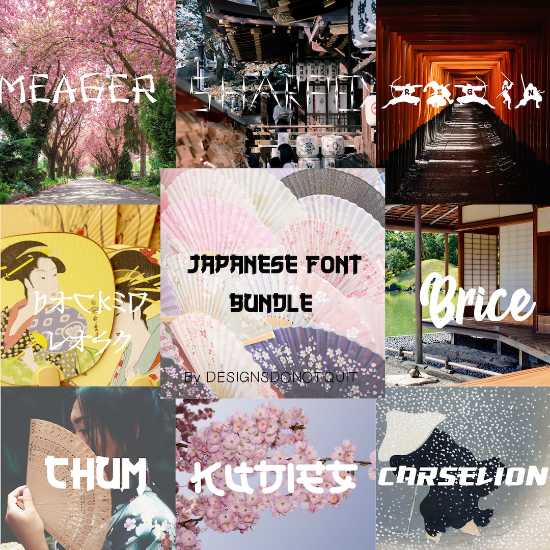 7 Japanese Fonts Bundle Canva Fonts, Cricut Fonts, Procreate Fonts ...