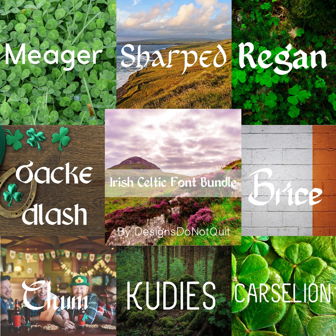 10 Irish Celtic Font Bundle Canva Fonts, Circuit Fonts, Procreate Fonts ...