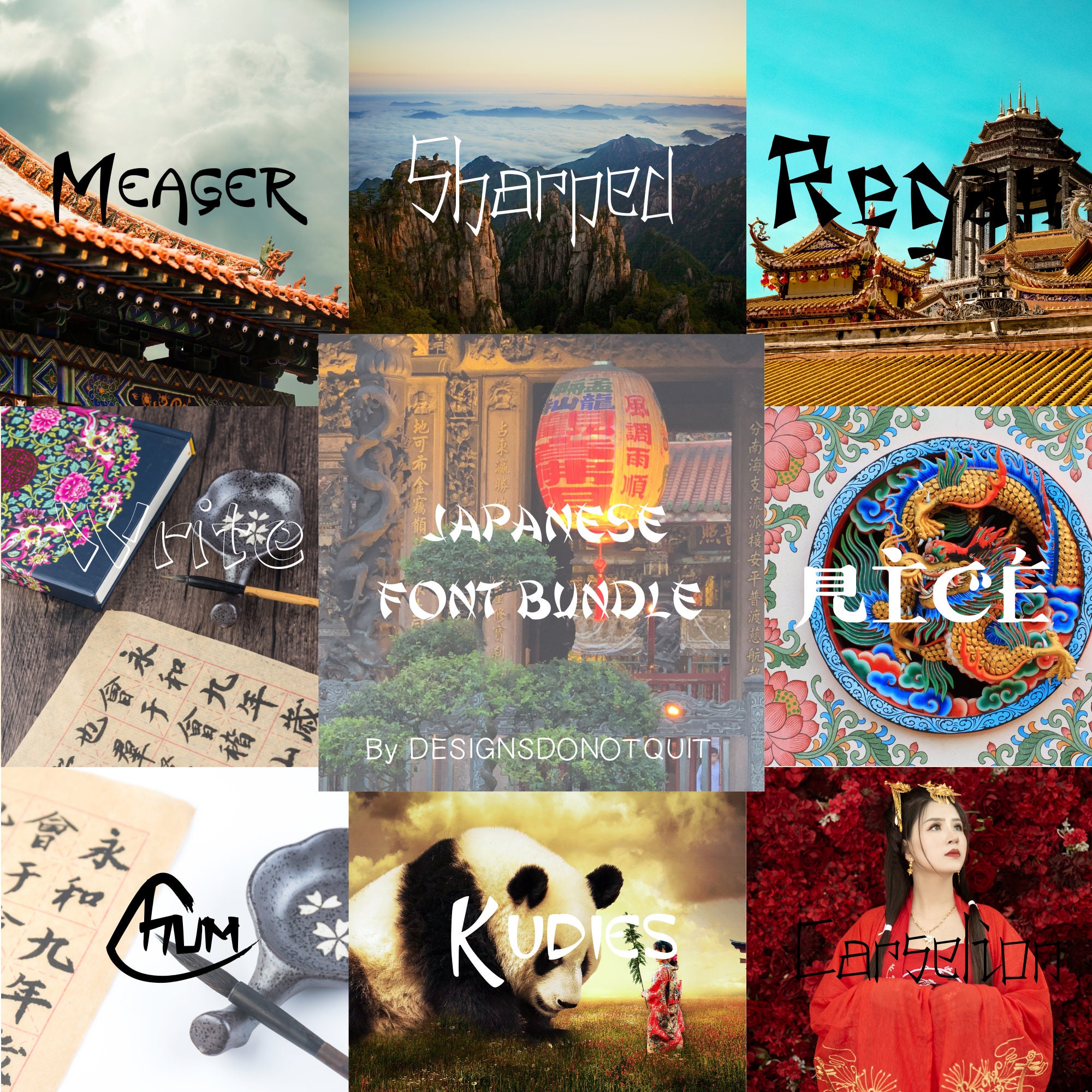 7 Japanese Fonts Bundle Canva Fonts, Cricut Fonts, Procreate Fonts ...