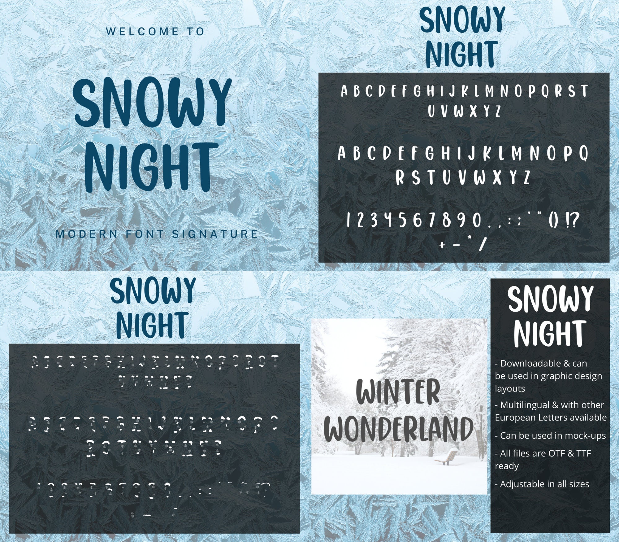 10 Snowflake Fonts Bundle Canva Fonts, Cricut Fonts, Procreate Fonts ...