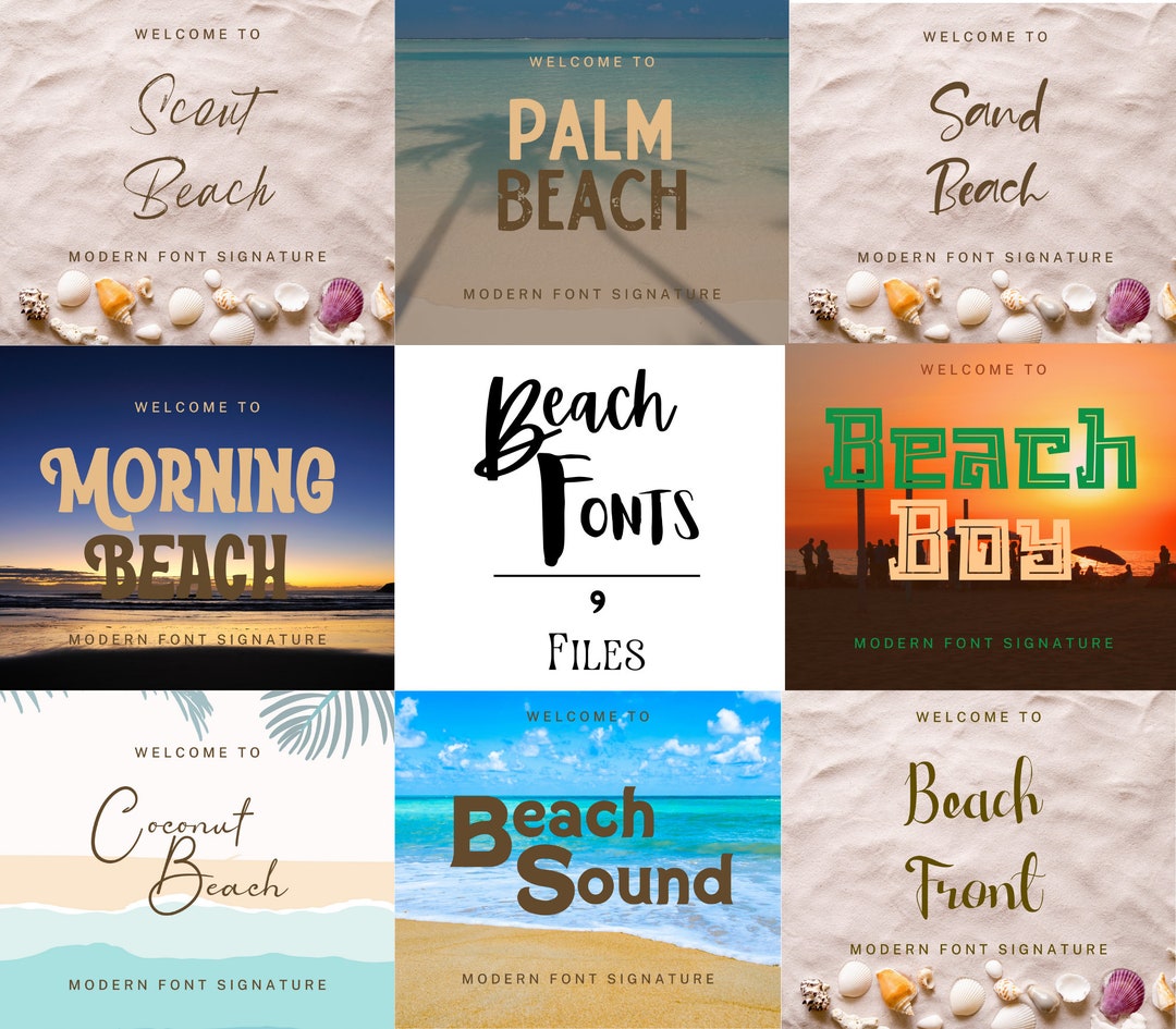 9 Beach Fonts Bundle Canva Fonts, Cricut Fonts, Procreate Fonts ...