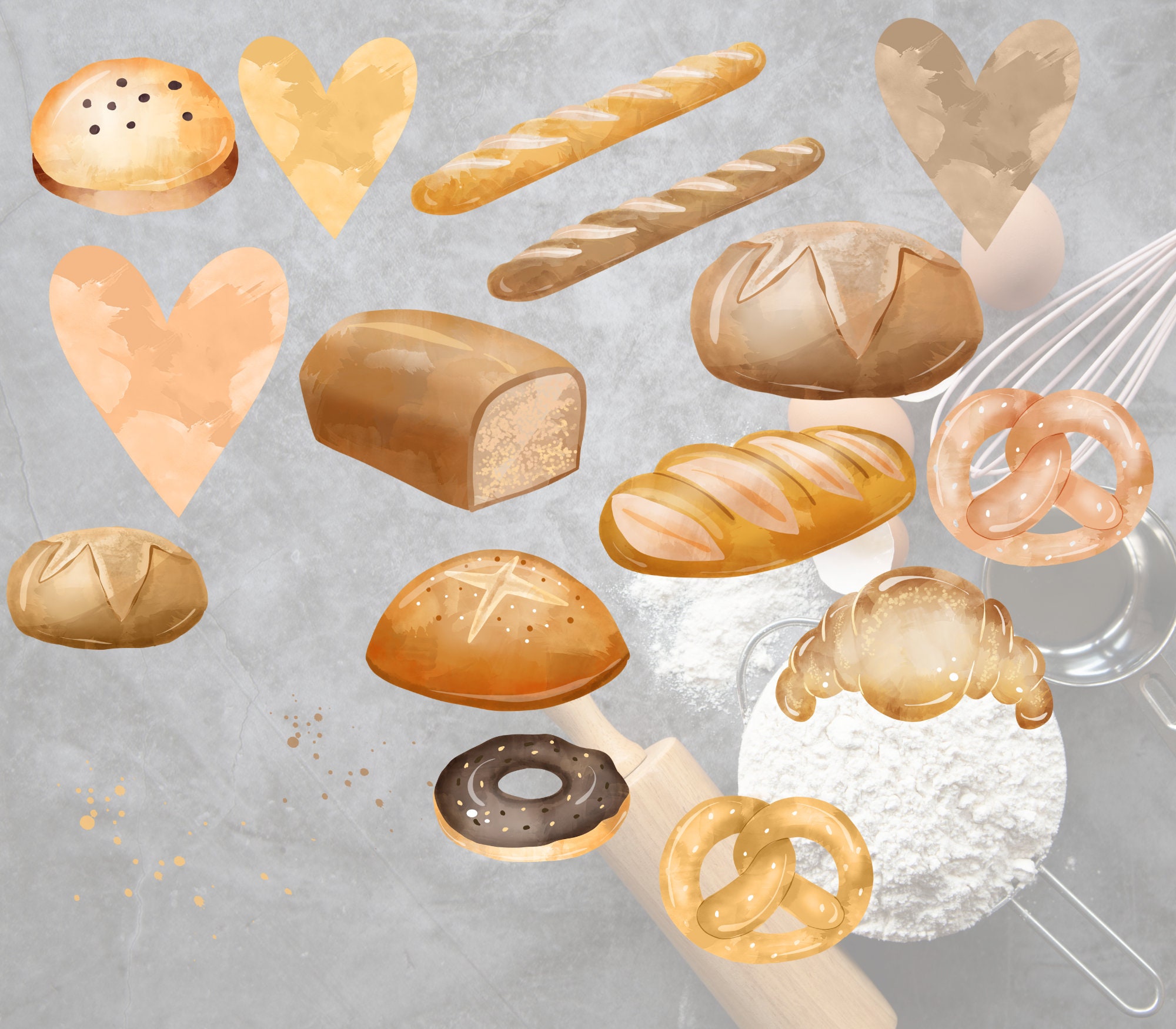 Watercolor Pastry Bundle png EPS SVG Jpeg - Etsy