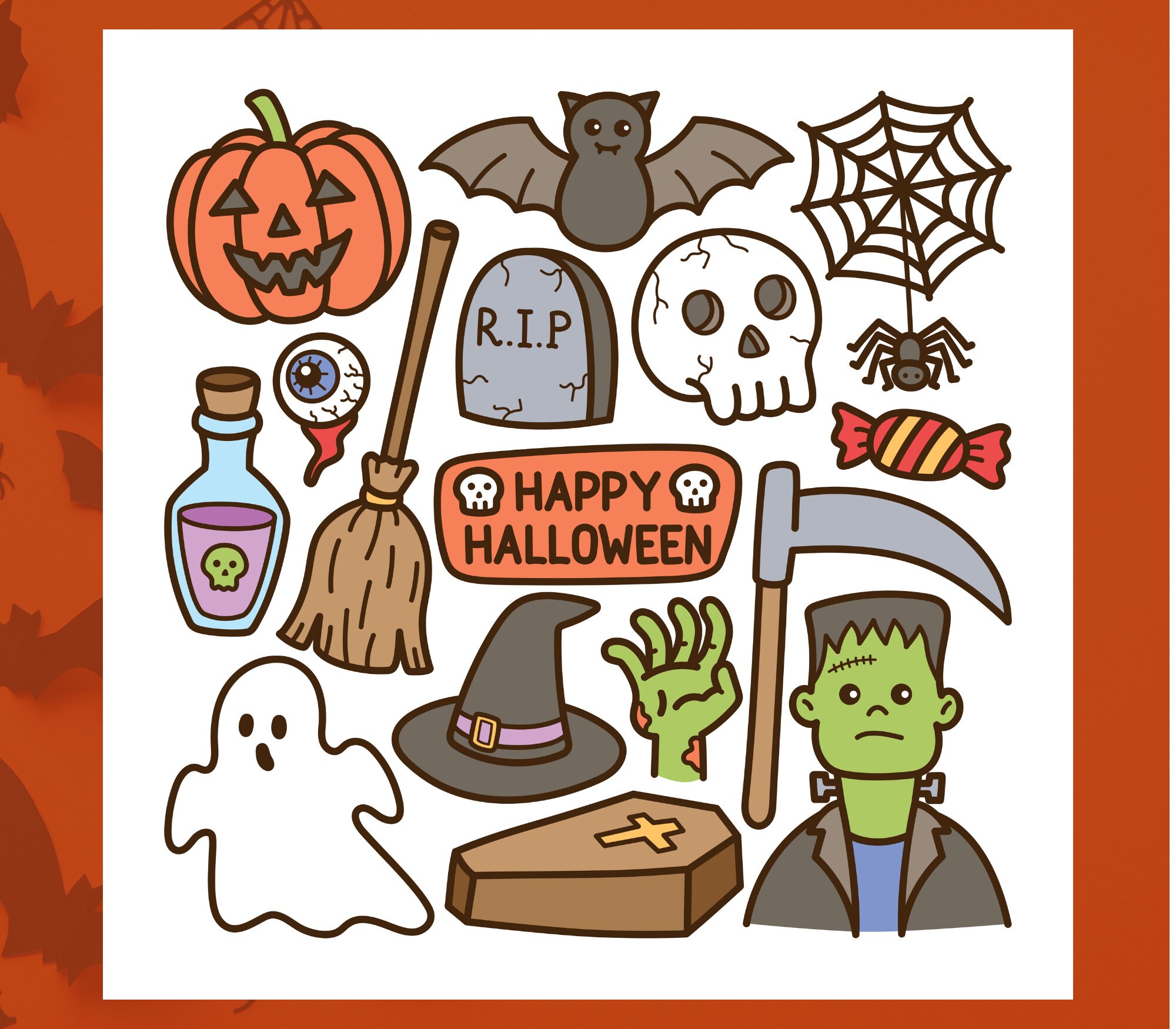 Halloween Doodle Bundle ai, Png, Eps, Svg, Pdf - Etsy
