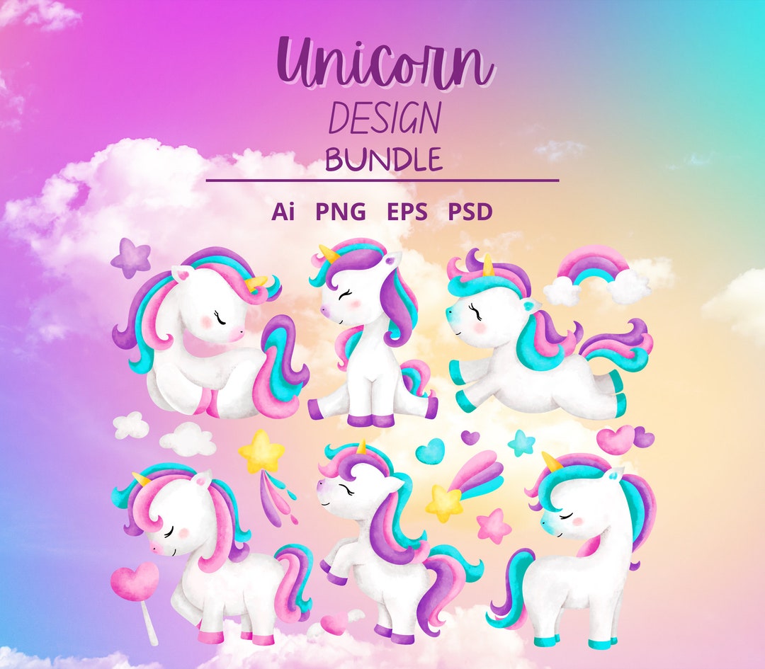 Unicorn Design Bundle ai, PNG, EPS, Psd - Etsy