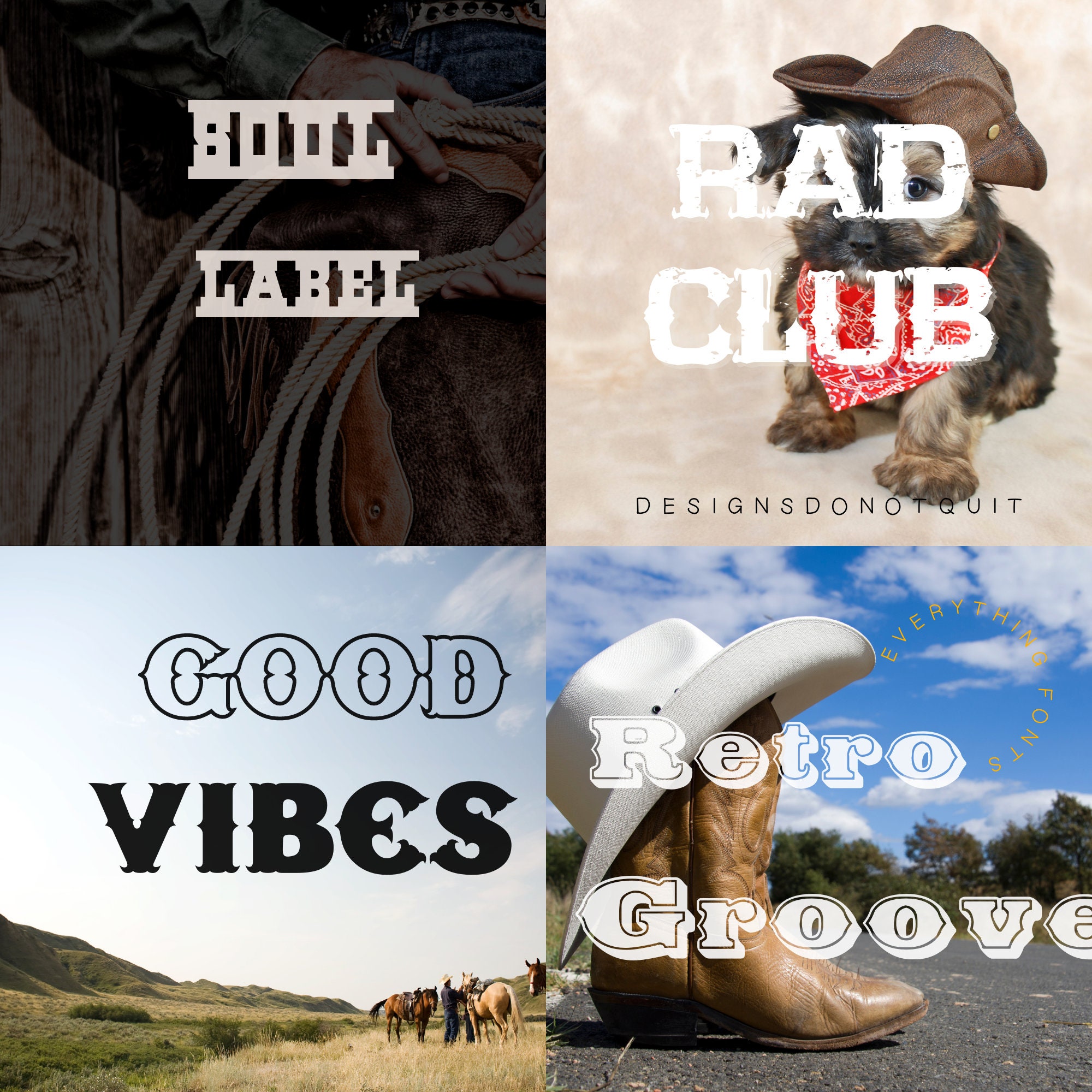10 Western Font Bundle Canva Fonts Circuit Fonts Procreate - Etsy