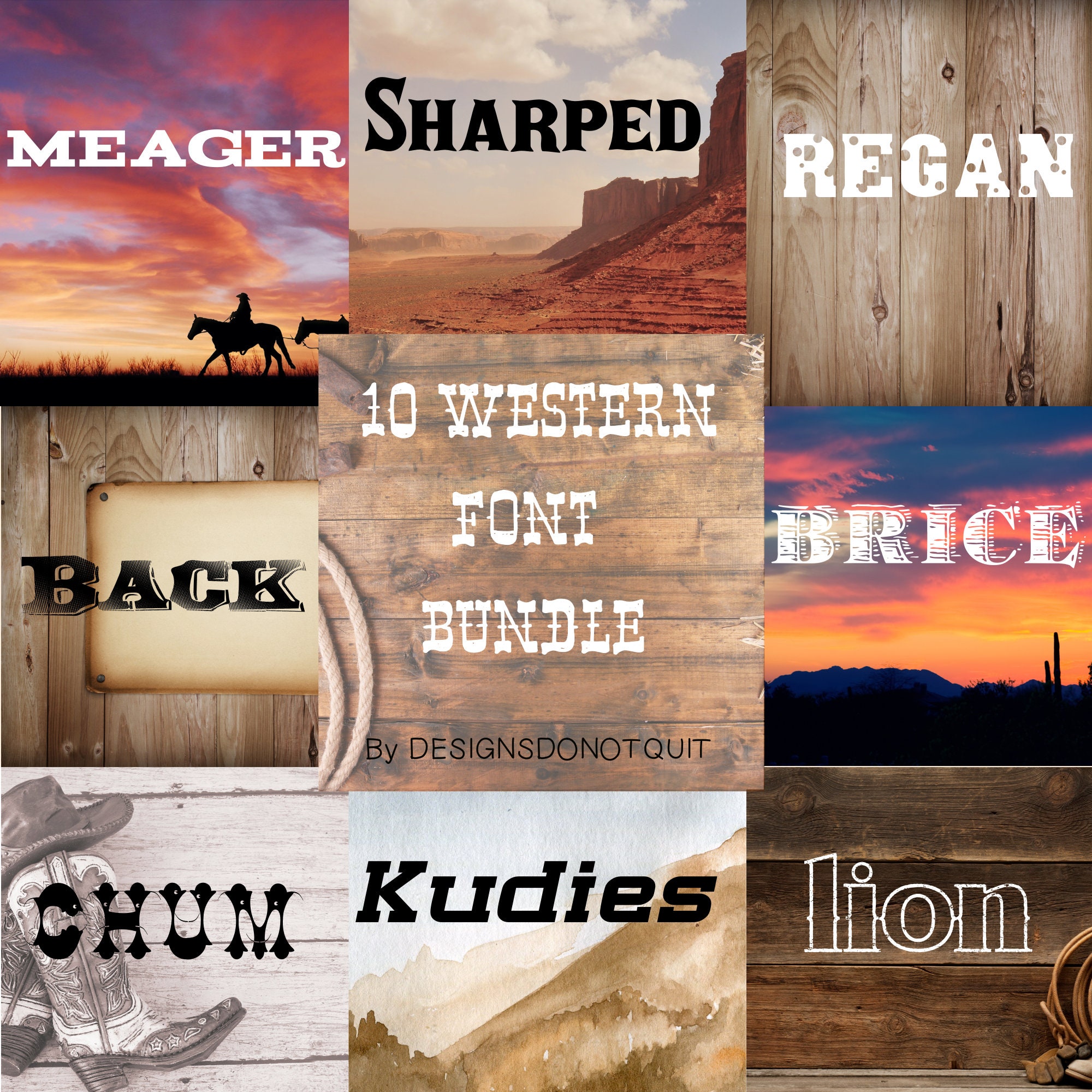 10 Western Font Bundle Canva Fonts, Circuit Fonts, Procreate Fonts ...