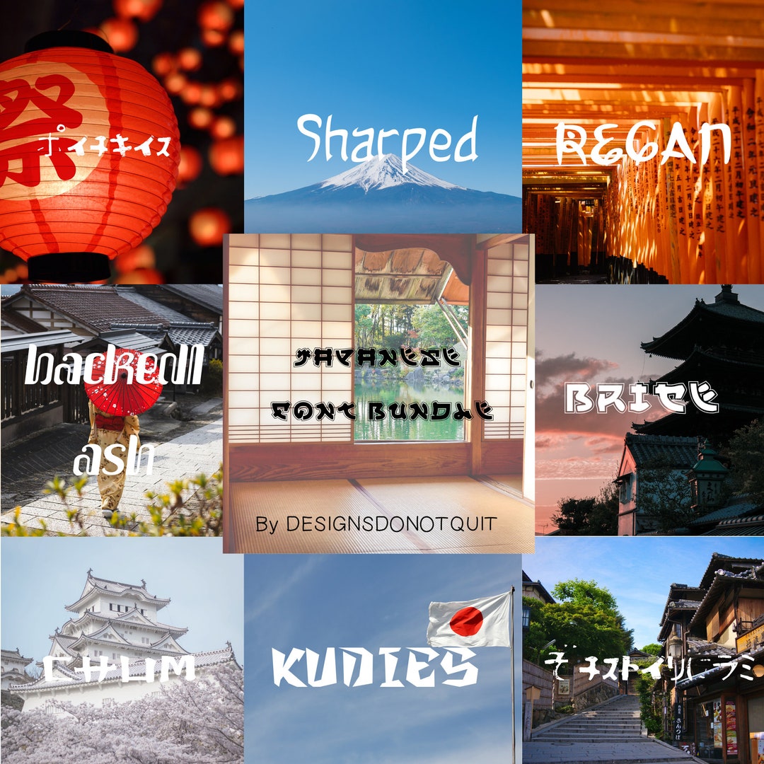 7 Japanese Fonts Bundle Canva Fonts, Cricut Fonts, Procreate Fonts ...