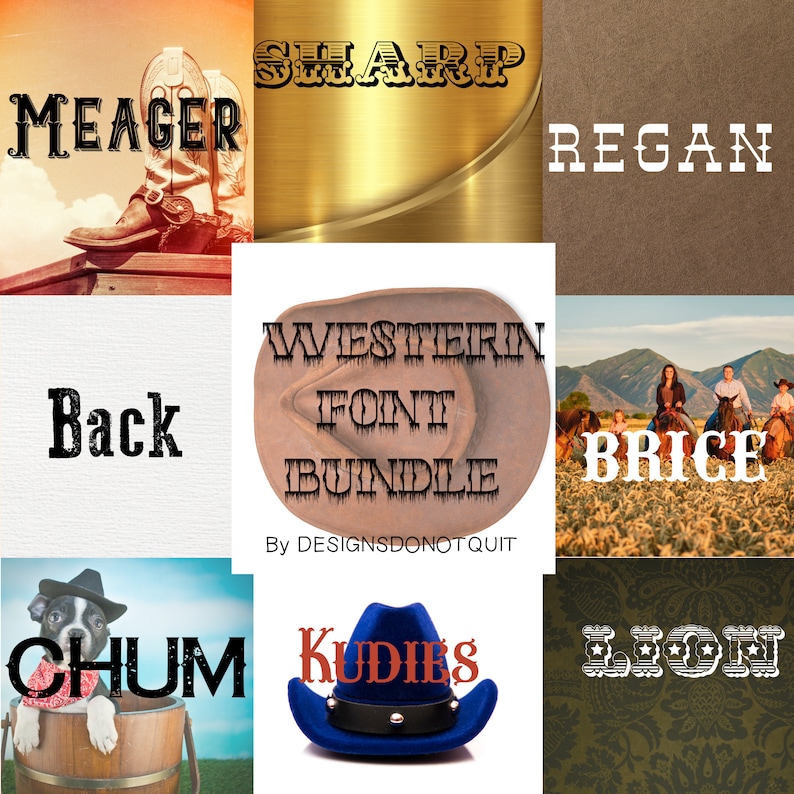 9 Western Font Bundle Canva Fonts Circuit Fonts Procreate - Etsy