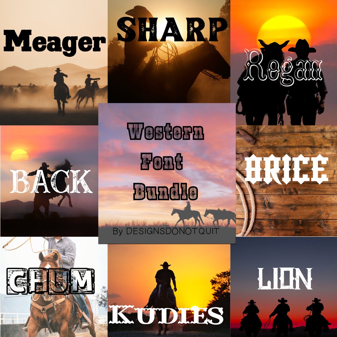 10 Western Font Bundle Canva Fonts, Circuit Fonts, Procreate Fonts ...