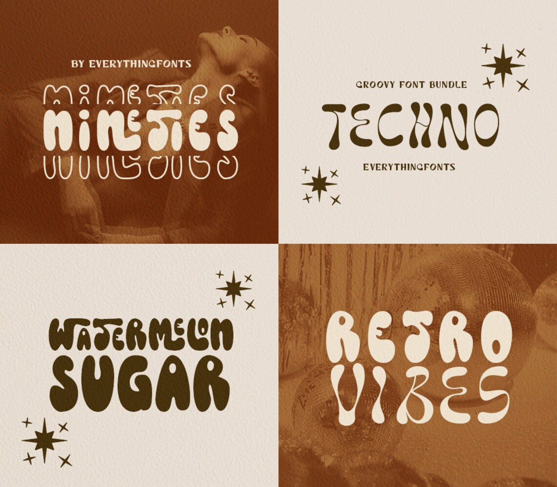 10 Groovy Font Bundle - Etsy