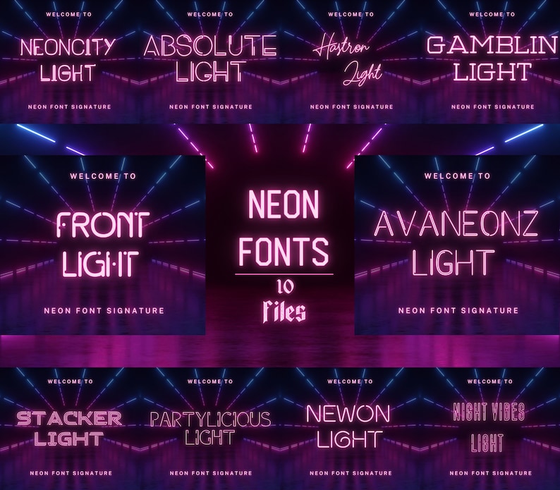 10 Neon Fonts Bundle Canva Fonts Cricut Fonts Procreate - Etsy Australia
