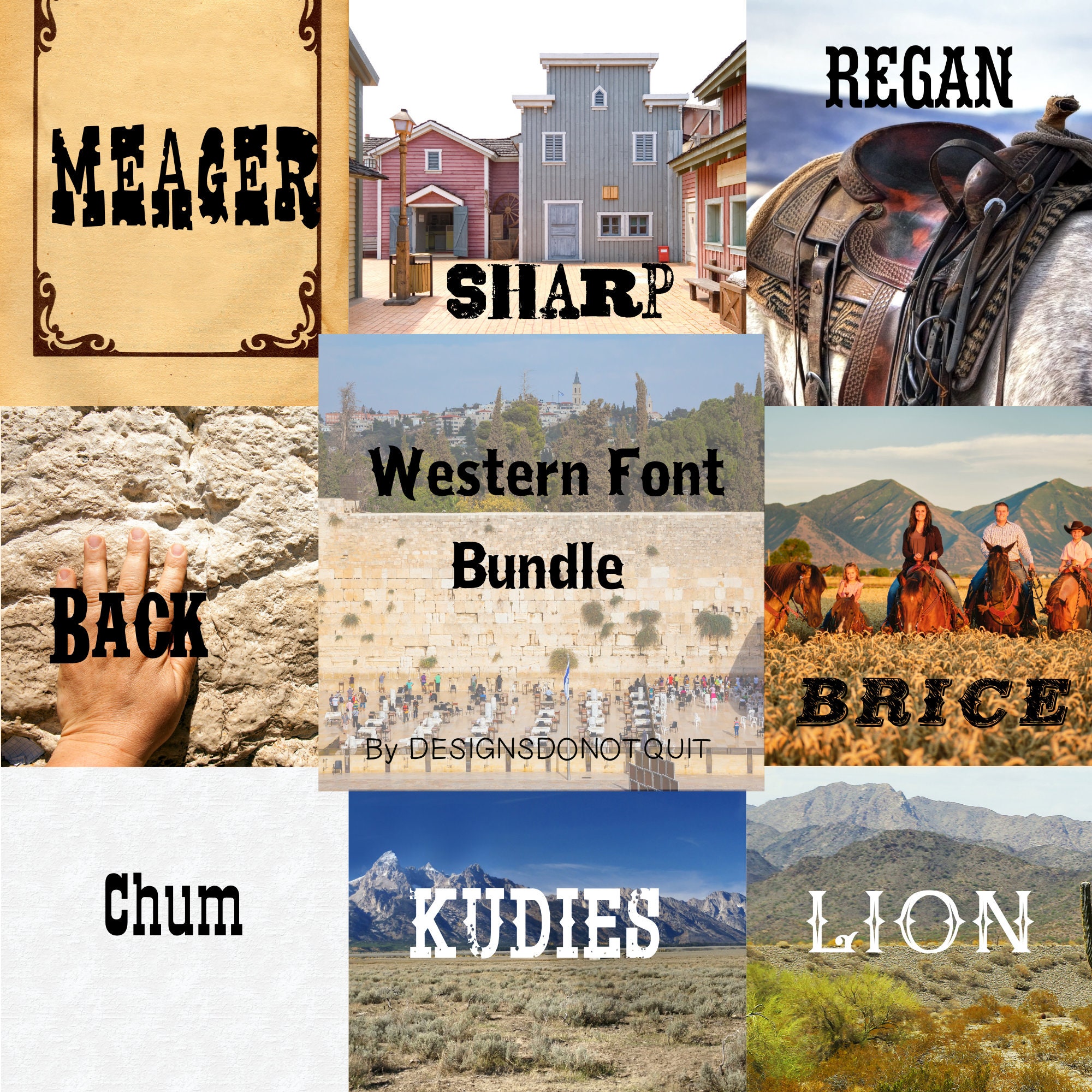 10 Western Font Bundle Canva Fonts, Circuit Fonts, Procreate Fonts ...