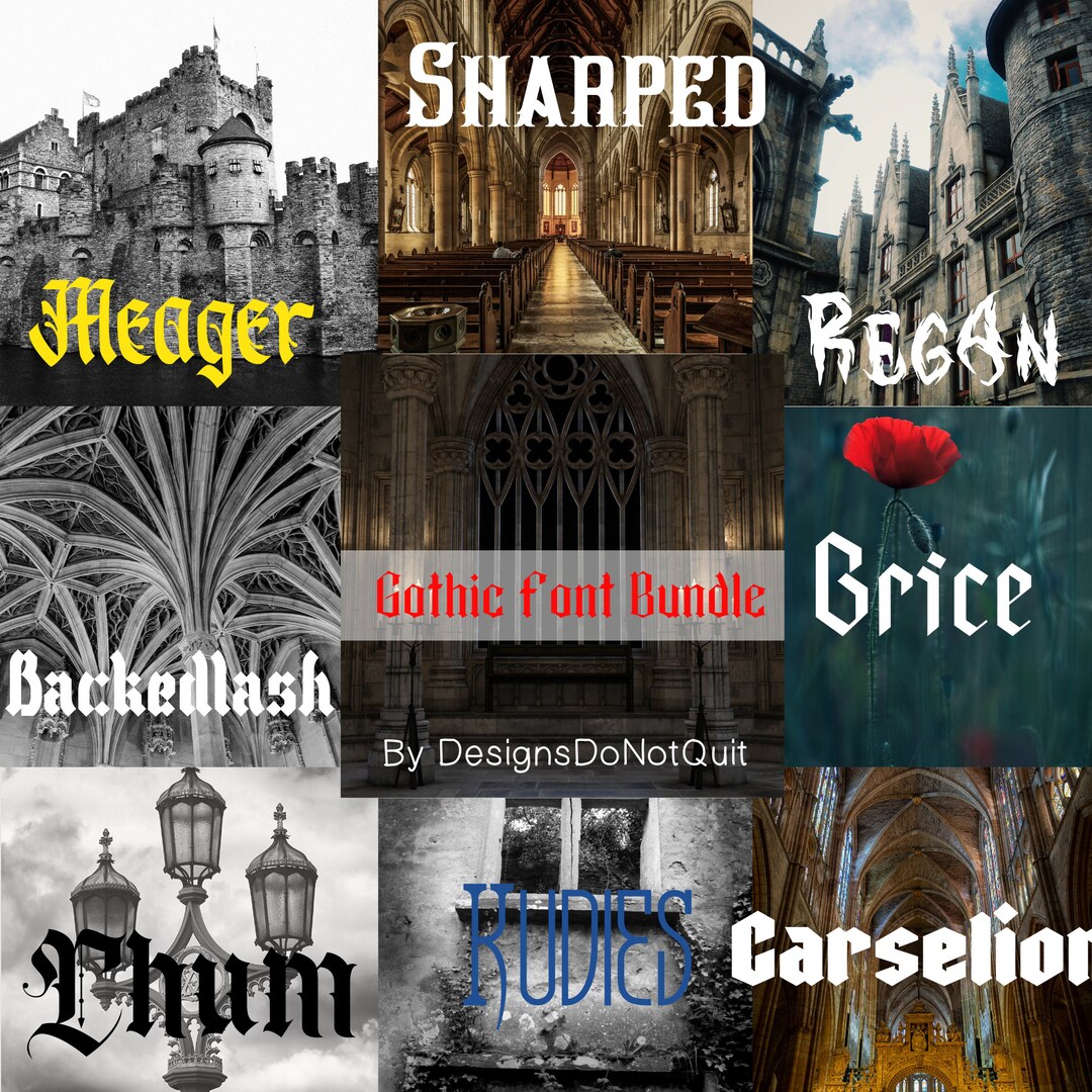 10 Gothic Font Bundle Canva Fonts, Circuit Fonts, Procreate Fonts ...