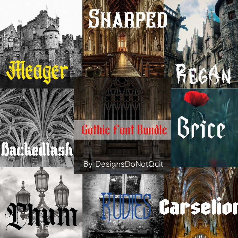 10 Gothic Font Bundle Canva Fonts, Circuit Fonts, Procreate Fonts ...