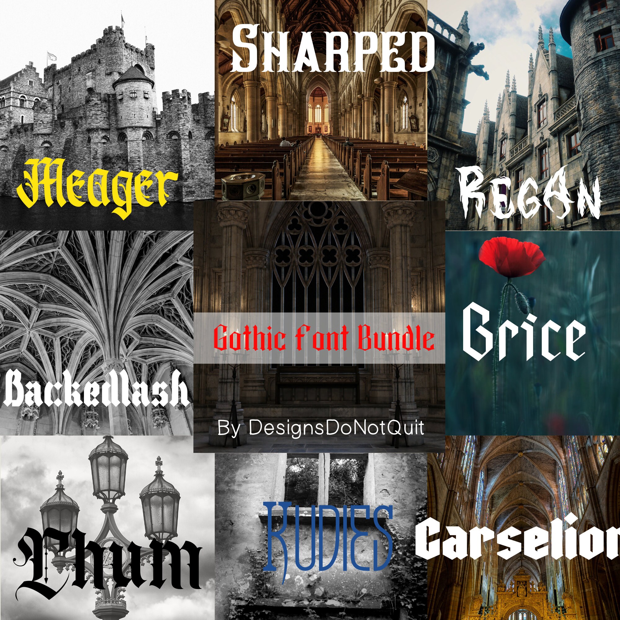 10 Gothic Font Bundle Canva Fonts, Circuit Fonts, Procreate Fonts ...